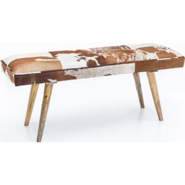 Wohnling WL5.103 Sitzbank Ziegenfell / Massivholz 120 x 40 x 52 cm Braun