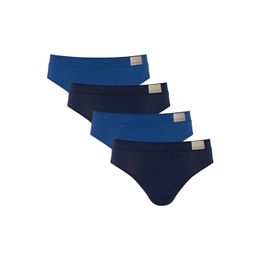 Slip Sloggi "Slip GO Natural Brief C4P 4er Pack", Herren, Gr. S, blau, Obermaterial: 95% Baumwolle CO. 5% Elasthan EL., Unterhosen Slip