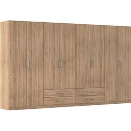 Dreht&uuml;renschrank Rauch "Kleiderschrank Garderobe GAMMA Breiten 91/136/181/226/271/315/360 cm", eiche sonoma, griffe chrom, B:360cm H:210cm T:54cm, Holzwerkstoff, Schr&auml;nke, Dreht&uuml;renschrank, mit Schubladen, verschiedene Griff-Varianten TOPSELLER MADE IN GERMANY