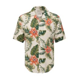 Only & Sons Hawaiihemd ONLY & SONS "ONSJONAS STYLE AOP SHIRT LIFE OTL", Damen, Gr. L, N-Gr, antique wei&szlig; aop:palm spring, Web, Obermaterial: 100% Viskose, bedruckt, slim fit normal, Hemden Hawaiihemd