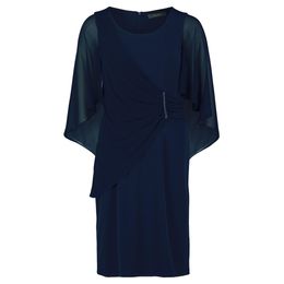 Cocktailkleid Vera Mont "Cocktailkleid mit Raffung", Damen, Gr. 44, EURO, blau (night sky), 95% Polyester PES. 5% Elasthan EL., Kleider Cocktailkleid