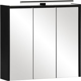 Badezimmerspiegelschrank Schildmeyer "Emmik, Breite 65 cm, LED-Beleuchtung", schwarz (schwarzmatt), B:65cm H:62,7cm T:16cm, FSC-zertifizierter Holzwerkstoff, Schr&auml;nke, Badezimmerspiegelschrank, Made in Germany