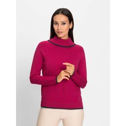 Rollkragenpullover Heine "Rollkragen-Pullover", Damen, Gr. 40, grau (pink, anthrazit), 70% Viskose, 30% Polyamid, unifarben, Pullover Rollkragenpullover