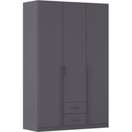 Dreht&uuml;renschrank Rauch "Kleiderschrank Garderobe GAMMA Breiten 91/136/181/226/271/315/360 cm", graumetallic, griffstangen graumetallic, B:136cm H:210cm T:54cm, Holzwerkstoff, Schr&auml;nke, Dreht&uuml;renschrank, mit Schubladen, verschiedene Griff-Varianten TOPSELLER MADE IN GERMANY