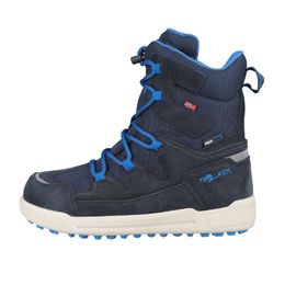Winterstiefel Trollkids "KIDS FINNMARK WINTER BOOTS", M&auml;dchen, Gr. 33, blau (navy, medium blau), Leder, Synthetik, mehrfarbig, Schuhe Winterstiefel, Snowboots, Winterstiefel, Winterschuhe, f&uuml;r Kinder, wasserdicht