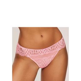 String Lascana "Cara", Damen, Gr. 44/46, rosa (rosa, puder), Spitze, Obermaterial: 87% Polyamid, 13% Elasthan, k&ouml;rpernah, Unterhosen String, aus dezent transparenter Spitze, anteilig aus recyceltem Material