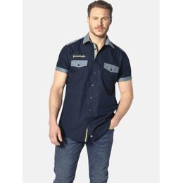 Kurzarmhemd Jan Vanderstorm "Kurzarmhemd HERKKO", Herren, Gr. L, weit, blau (dunkelblau), Obermaterial: 100% Baumwolle CO., comfort fit, Hemden Kurzarmhemd