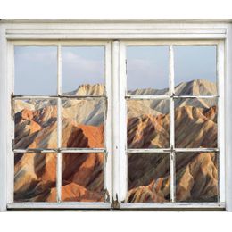 Wandsticker queence "Berge", beige (natur), B:40cm H:60cm T:0,1cm, Wandtattoos, Wandsticker, Wandsticker, Wandbild, selbstklebend, 3D, Fenster