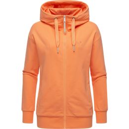 Kapuzensweatjacke Ragwear "Sweatjacke Yodis Zip", Damen, Gr. 4XL, rosa (peach), Obermaterial: 70% Baumwolle CO. 30% Polyester PES., Sweatjacken Kapuzensweatjacke