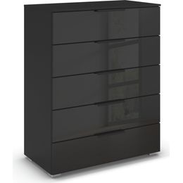 Schubkastenkommode Rauch "Highboard Sideboard Kommode MONTCLAR Frontauswahl Dekor/Hochglanz/Glas", schwarz, glas schwarz, griffe schwarz, B:80cm H:100cm T:42cm, Holzwerkstoff, Sideboards, Schubkastenkommode, mit 5 ger&auml;umigen Schubladen, viele Griffvarianten MADE IN GERMANY