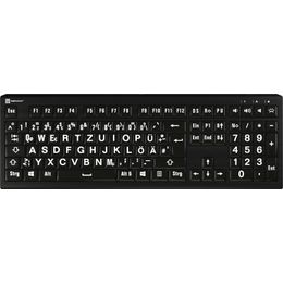 LogicKeyboard Tastatur "XL-Print Astra 2 White on Black DE (PC)", schwarz, B:44,6cm H:3cm T:15cm, Tastaturen, Tastatur