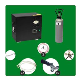 ich-zapfe Komplett Set Zapfanlage, Bierzapfanlage AS-40, 2-leitig, Durchlaufk&uuml;hler, Nassk&uuml;hler - Untertheke, Green Line, Zapfkopf:5 Liter Adapter,Zapfkopf 2:K&ouml;pi