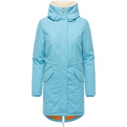 Kurzmantel Ragwear "Wintermantel Coogle YOUMODO", Damen, Gr. M, blau (cloud), Obermaterial: 68% Baumwolle CO. 32% Nylon NY. Obermaterial: Futter: 100% Polyester PES. 100% Polyester PES., M&auml;ntel Kurzmantel