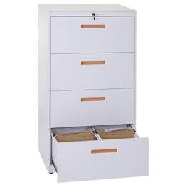 H&auml;ngeregisterschrank MCW-A10, Aktenschrank B&uuml;roschrank Stahlschrank, A4 abschlie&szlig;bar ~ 132x76x46cm wei&szlig;