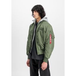 Bomberjacke Alpha Industries "MA-1 D-Tec", Damen, Gr. XL, gr&uuml;n (sage, gr&uuml;n), Obermaterial: 100% Nylon, Futter: 100% Nylon, Kapuze: 75% Baumwolle, 25% Polyester, F&uuml;llung: 100% Polyester, Jacken Bomberjacke