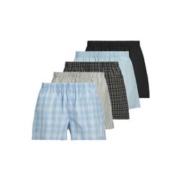Jack & Jones Webboxer JACK & JONES "Web-Boxershorts JACMILANO WOVEN BOXERS 5 PACK 5er Pack", Herren, Gr. M, bunt (schwarz, grau, blau), Obermaterial: 100% Baumwolle CO., Unterhosen Webboxer