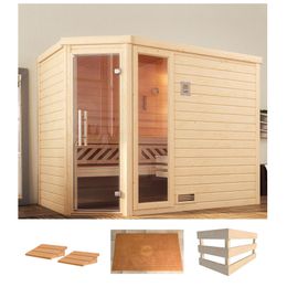 Sauna Weka "Turku Eck 2", beige (natur), ohne Ofen, (ohne Ofen), Saunen, Sauna, ohne Ofen