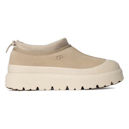 UGG Australia Slipper UGG "TASMAN WEATHER HYBRID", Herren, Gr. 11 (44), beige (hellbeige), Synthetik, Textil, Veloursleder, Schuhe Slipper, Galoschen, Hausschuh, Outdoorschuh mit markanter Laufsohle