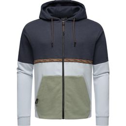 Kapuzensweatjacke Ragwear "Kapuzensweatjacke Blocky", Herren, Gr. S, blau (navy), Obermaterial: 70% Baumwolle CO. 30% Polyester PES., Sweatjacken Kapuzensweatjacke