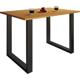 Vcm Holzesstisch H. 76 x B. 110 x T. 80 cm hochwertiges und massives Fu&szlig;gestell F&uuml;&szlig;e aus Eisen K&uuml;chentisch - Xona U