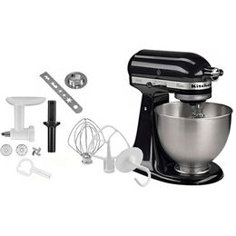 KitchenAid K&uuml;chenmaschine "5K45SSEOB ONYX BLACK", schwarz (onyx schwarz), B:35,8cm H:35,3cm T:22,1cm, K&uuml;chenmaschinen, Gratis Fleischwolf/Spritzgeb&auml;ckvorsatz (Wert ca. 129,-UVP), K&uuml;chenmaschine