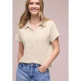 Shirttop Street One, Damen, Gr. 44, smoke beige, Jersey, Obermaterial: 48% Polyester, 48% Viskose, 4% Elasthan, unifarben, regular fit normal, ohne Ausschnitt, Tops Shirttop, mit Polo Kragen