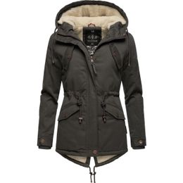 Winterjacke Marikoo "Winterjacke Manolya", Damen, Gr. L, grau (anthrazit), Obermaterial: 100% Baumwolle CO. Obermaterial: Futter: 100% Polyester PES. 100% Polyester PES., Jacken Winterjacke