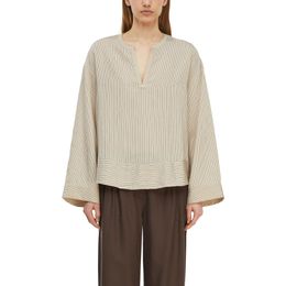 Schlupfbluse comma, Damen, Gr. 44, bone beige, Web, Obermaterial: 65% Viskose, 35% Polyester, gestreift, weit h&uuml;ftbedeckend, V-Ausschnitt, weit, Blusen Schlupfbluse, Weite Passform