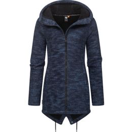 Kapuzensweatjacke Ragwear "Kapuzenstrickjacke Wingi Melange", Damen, Gr. XL, blau (navy), Obermaterial: 56% Baumwolle CO. 44% Polyester PES. Futter: 100% Polyester PES., Sweatjacken Kapuzensweatjacke