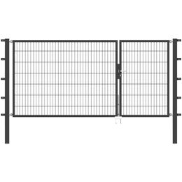 Zaundoppelt&uuml;r Alberts "Flexo", grau (anthrazit), B:300cm H:140cm, Stahl, Tore, Zaundoppelt&uuml;r, 300 cm Breite (100 + 200 cm), in versch. H&ouml;hen