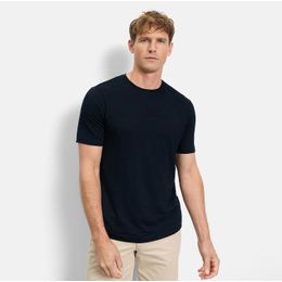 Rundhalsshirt OLYMP, Herren, Gr. XL, marine, Jersey, Obermaterial: 95% Leinen, 5% Elasthan, unifarben, regular fit h&uuml;ftbedeckend, Rundhals, Shirts Rundhalsshirt, aus Leinen