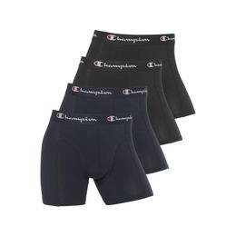 Boxershorts Champion, Herren, Gr. S (46), 4 Stk., blau (marine, schwarz), Obermaterial: 95% Baumwolle, 5% Elasthan, Unterhosen Boxershorts, sportlicher Schnitt, glatte N&auml;hte, elastische Passform, 4er-Pack