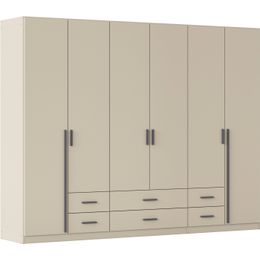 Dreht&uuml;renschrank Rauch "Kleiderschrank Garderobe GAMMA Breiten 91/136/181/226/271/315/360 cm", beige (champagner), griffstangen graumetallic, B:271cm H:210cm T:54cm, Holzwerkstoff, Schr&auml;nke, Dreht&uuml;renschrank, mit Schubladen, verschiedene Griff-Varianten TOPSELLER MADE IN GERMANY
