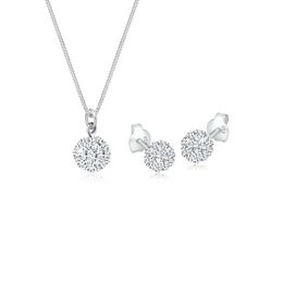 Ohrring und Ketten Set Elli "Schmuckset Kugel Elegant 925 Silber, mit Kristallen von Swarovski" Gr. 45, silber, Schmuck_Sets, Damen, 45, Ohrring und Ketten Set
