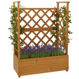 Hochbeet MCW-P67, Pflanz-/Blumenkasten Pflanzk&uuml;bel Rankgitter Rankhilfe Spalier Holz MVG 114x85x44cm ~ natur