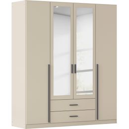 Kleiderschrank Rauch "Schrank Garderobe Ankleide GAMMA Breiten 91/136/181/226/271/315/360 cm", beige (champagner), griffstangen graumetallic, B:181cm H:210cm T:54cm, Holzwerkstoff, Schr&auml;nke, Kleiderschrank, verschiedene Griff-Varianten, mit Spiegel TOPSELLER MADE IN GERMANY