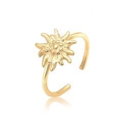 Silberring Elli "Ring Edelweiss Tracht Dirndl Wiesen 925 Sterling Silver", gold, Fingerringe, Damen, Silber 925 (Sterlingsilber), Silberring