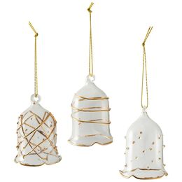Villeroy & Boch Weihnachtsfigur VILLEROY & BOCH "Glasglocken Winter Collage Accessoires 19,5 x 19,5 x 18,5 cm 3er Set gold", gold, Dekofiguren, Weihnachtsfigur