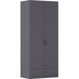 Dreht&uuml;renschrank Rauch "Kleiderschrank Garderobe GAMMA Breiten 91/136/181/226/271/315/360 cm", graumetallic, griffstangen graumetallic, B:91cm H:210cm T:54cm, Holzwerkstoff, Schr&auml;nke, Dreht&uuml;renschrank, mit Schubladen, verschiedene Griff-Varianten TOPSELLER MADE IN GERMANY
