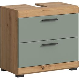 Waschbeckenunterschrank Welltime "SIENA, Breite 60cm, 2 T&uuml;r, 2 F&auml;cher, mit Siphonausschnitt, MDF-Front", gr&uuml;n (artisan eiche nb, salbei nb), B:60cm H:56cm T:34cm, FSC-zertifizierter Holzwerkstoff, Schr&auml;nke, Waschbeckenunterschrank, in verschiedenen Farben erh&auml;ltlich, Badm&ouml;bel, Badschrank, Kommode, Bad