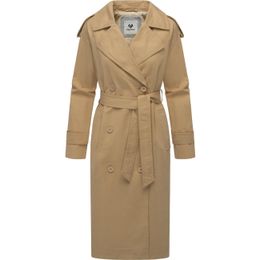 Trenchcoat Ragwear "Trenchcoat Longtrench", Damen, Gr. XL, beige (sand), Obermaterial: 100% Baumwolle CO. Obermaterial: Futter: 100% Polyester PES., M&auml;ntel Trenchcoat