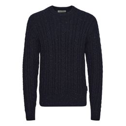 Strickfleece-Pullover Casual Friday "Strickpullover CFKARL cable crew neck knit with neps", Herren, Gr. XL, blau (schwarz navy), Obermaterial: 60% Baumwolle CO. 40% Polyacryl PAN., Pullover Strickfleece-Pullover
