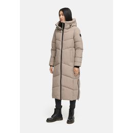 Winterjacke Marikoo "Marikoo Firella Damen Winter Steppmantel Winterjacke Parka N065", Damen, Gr. L, grau (taupegrau), Obermaterial: 100% Polyester PES., Jacken Winterjacke