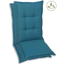 Sesselauflage GO-DE, blau (petrol), B:50cm H:108cm, Bezug: 100% Polyester, Polsterauflagen, Sesselauflage, mittel, wasserabweisend