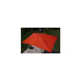 MCW Sonnenschirm Lissabon, Gartenschirm Marktschirm, 2x3m Polyester/Holz 6kg ~ terracotta