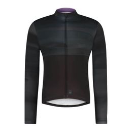 Radtrikot Shimano "VERTEX Long Sleeves Jersey Printed, Black/ Gray Line", Herren, Gr. L, schwarz, Obermaterial: 94% Polyester PES. 6% Elasthan EL., Trikots Radtrikot