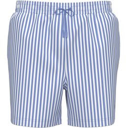 Badeshorts, Gr. L (52), N-Gr, 20186 penny stripe, blau descent, Web, Polyester, Calvin Klein Swimwear, gestreift, Badehosen Badeshorts, K&ouml;rpernahe Passform mit elastischem Bund