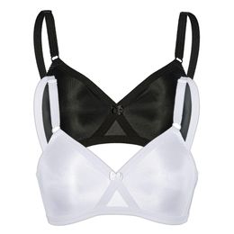 Sassa Mode Soft-BH SASSA "2er Pack Soft BH mit Kreuzblende Functional Bras", Damen, Gr. 95, Cup D, bunt (schwarz wei&szlig;), Obermaterial: 88% Polyamid PA. 12% Elasthan EL., BHs Soft-BH