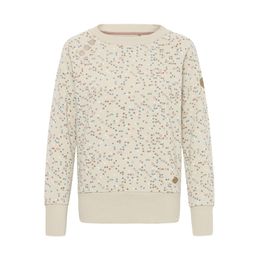 Longpullover oxmo "Sweater OXBEA SWEATSHIRT", Damen, Gr. M, beige (oyster), Obermaterial: 55% Polyester PES. 45% Baumwolle CO., Pullover Longpullover