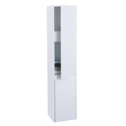 H&auml;ngeschrank MCW-L86, Badschrank Highboard Hochschrank, MVG Melamin 2 T&uuml;ren 3 F&auml;cher 160x33cm ~ wei&szlig;